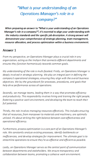 Operations Manager Interview Questions & Answers – Interview Detectives