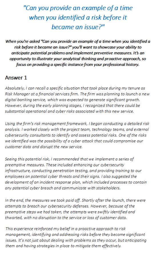 Risk Manager Interview Questions & Answers – Interview Detectives